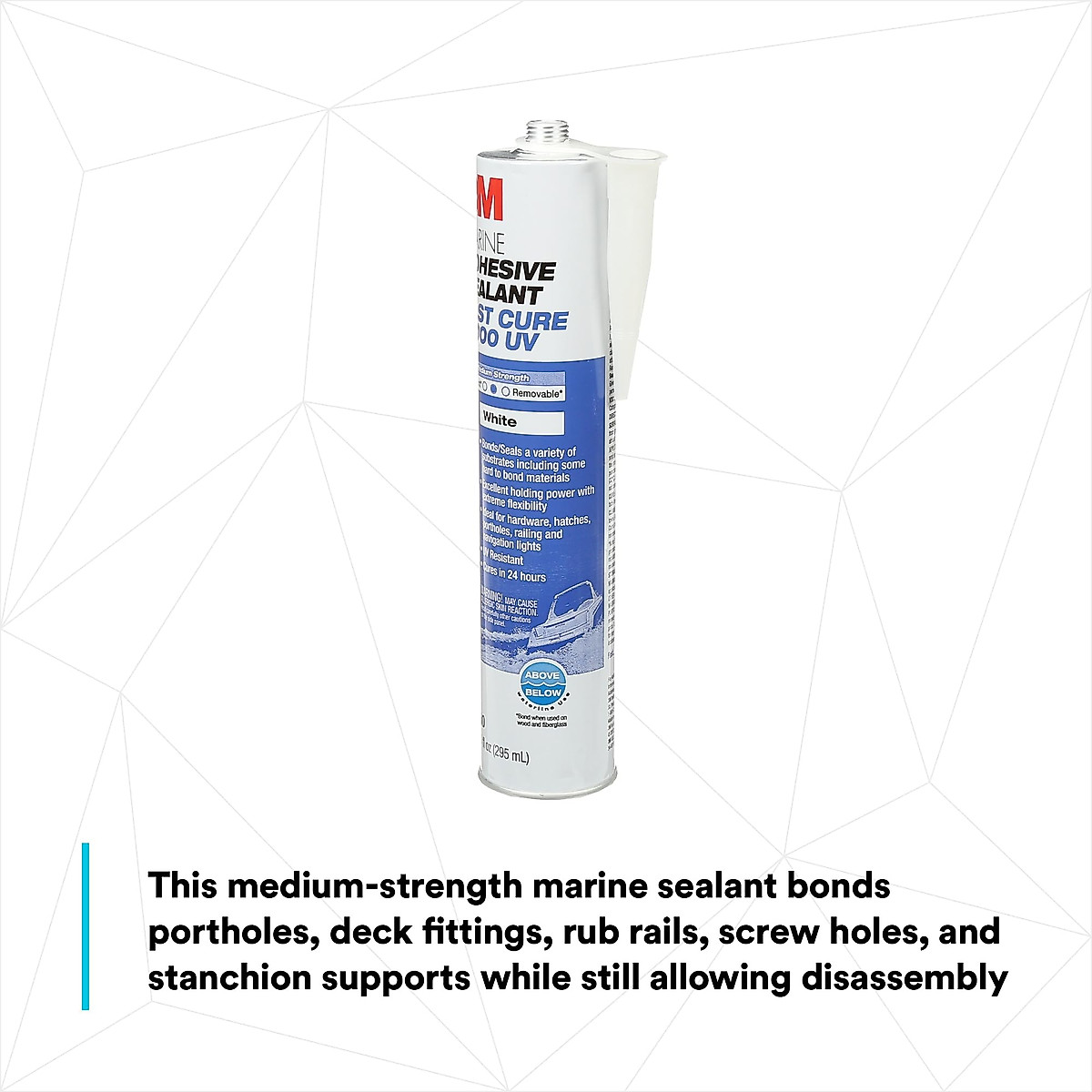 3M Marine Adhesive Sealant 4000 UV, PN06580, White, 295 mL Cartridge, 10 Fl Oz (Pack of 1)