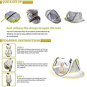 Green Pipe Baby Pop Up Tent - UPF 50+ Sun Shade with Mosquito Net, Beach Umbrella for Girls & Boys