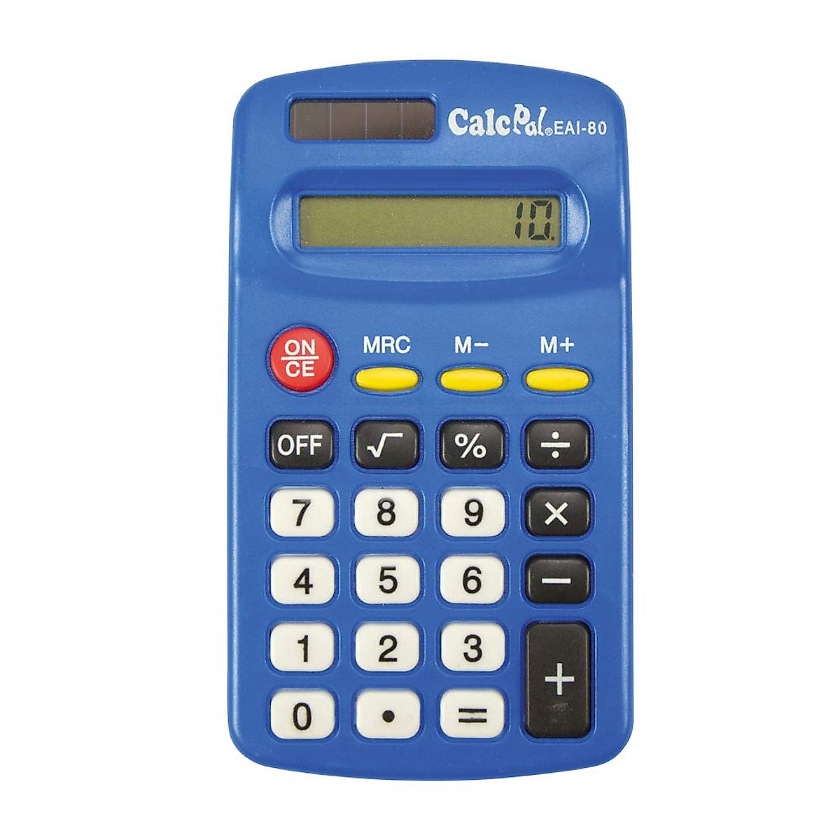 EAI Education CalcPal EAI-80 Basic Solar Calculator, Dual-Power for School, Home or Office: Blue - Set of 10