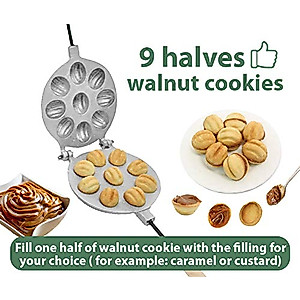 Walnut Cookie Mold (Oreshek) Maker 9 Halves Nuts Big Oreshki Russian Soviet Cookies Pastry