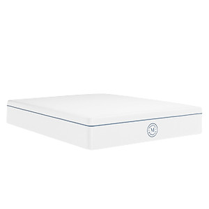 Martha Stewart SleepComplete Queen Mattress in a Box, Medium-Firm Pocket Spring and Foam Hybrid Mattress, Dual-Action Cooling, 5-Zones, Coolweave Cover,12", White