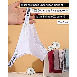 FINETOO Womens Underwear Cotton High Cut String Bikini Panties Low Rise Hipster Ladies Sexy Cheeky Underwear Pack