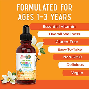 MaryRuth Organics Toddler Vitamin C Drops | USDA Organic Vitamin C Liquid Drops for Toddler | Ages 1-3 Years | Vitamin for Immune Support & Overall Health | Vegan | Non-GMO | Gluten Free | 30 Servings
