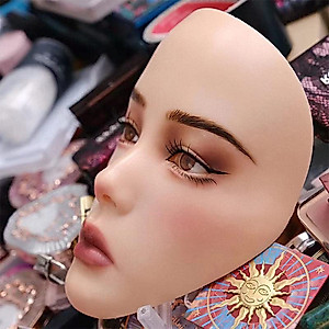 3D Reusable Makeup Practice Face, Silicone Makeup Mannequin Face for Beginners and Makeup Artists