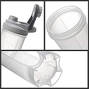 EYMPEU 2 Pack Shaker Bottle Work Out BPA & Phthalate-free, Solid Screw lid Leakproof Shaker Cup Dishwasher Safe for Protein Mixes 24oz, Clear Grey
