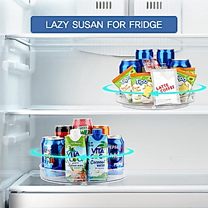 Goramio Lazy Susan Turntable for Cabinet 2 Pack (9+10 Inch) - Clear Acrylic Lazy Susan Organizers - 360° Turntable Organizers for Pantry Kitchen Bathroom Cabinet Refrigerator Fridge Under Sink