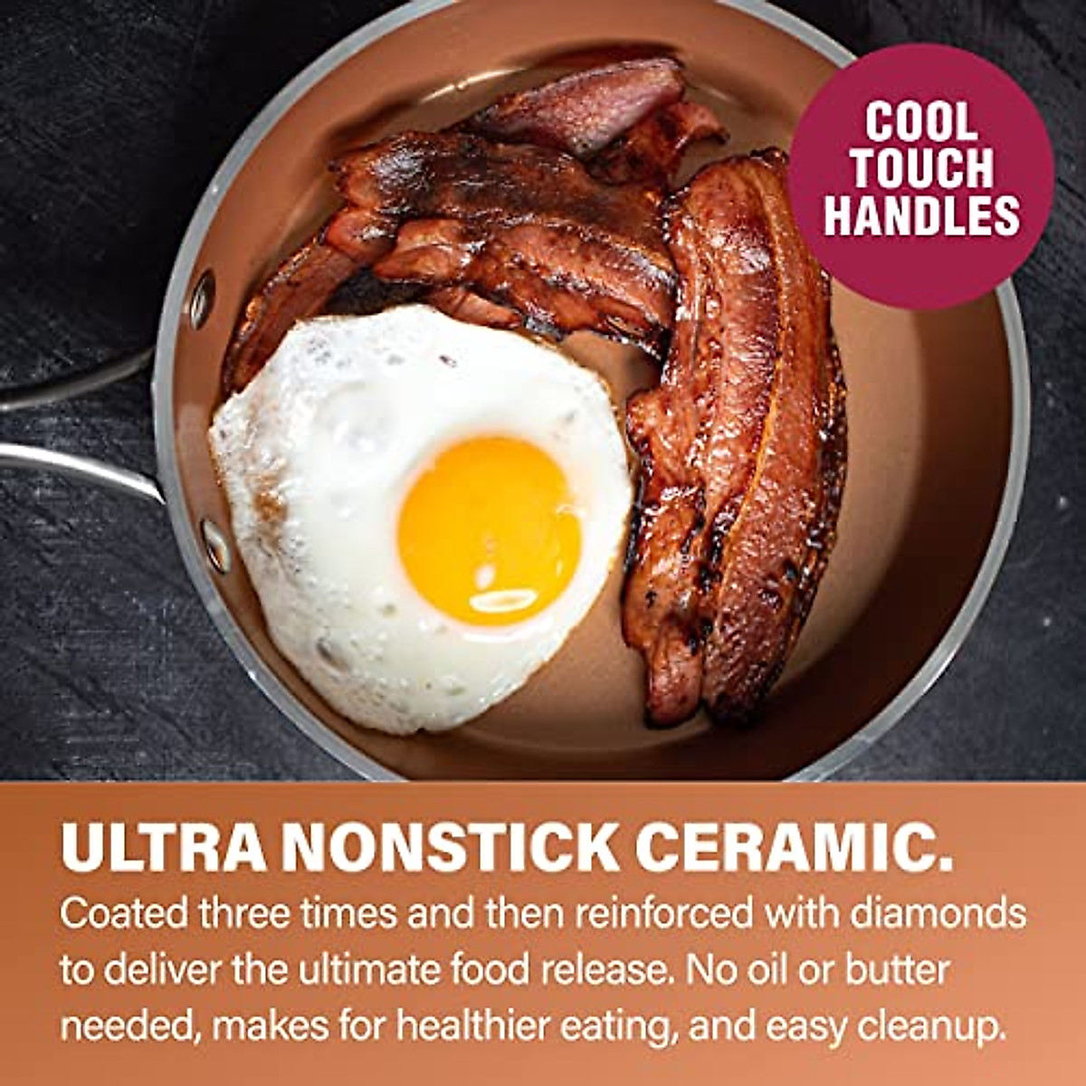 Gotham Steel Hammered Copper Collection – 20 Piece Premium Cookware & Bakeware Set with Nonstick Copper Coating, Includes Skillets, Stock Pots, Deep Square Fry Basket, Cookie Sheet and Baking Pans