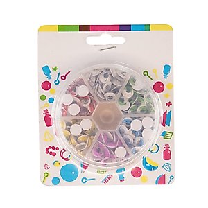 Craft County 300 Pcs Googly Eyes Multi Color 8mm Plastic with Lashes and Self-Adhesive Backing