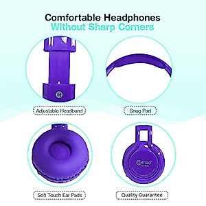 Contixo KB-2600 Premium Headphones for Kids - 85db Volume Limiter - Over-Ear and Build-in Mic Wireless Children Headphones for Boys - Foldable Heaphones for iPhone/iPad/Smartphones/Laptop/PC (Purple)