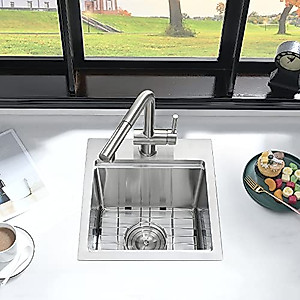 21 Black Bar Sink Drop In Kitchen Sink - iAnomla 21 x 20 inch Workstation Drop-in Topmount Black Stainless Steel Bar Prep RV Sink 16 Gauge Matte Black Stainless Steel Kitchen Sink with Cutting Board