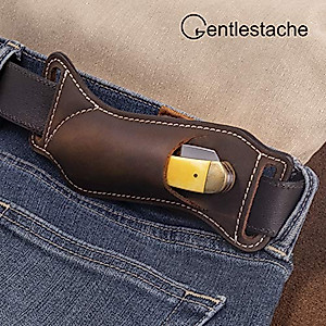 Gentlestache Leather Knife Sheaths for Belt, Pocket Knife Holder, EDC Sheath for Folding, Compact Draw Knife Holster Dark Brown