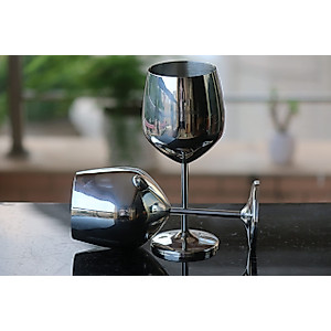 Wine Glass Set, Stainless Steel Long Stem Wine Glasses for White Red Wine Cocktail, Set of 2 Dishwasher Safe No BPA Unbreakable 8 Oz Wine Goblet for Housewarming Travel Outdoor Camp Picnic Formal Use