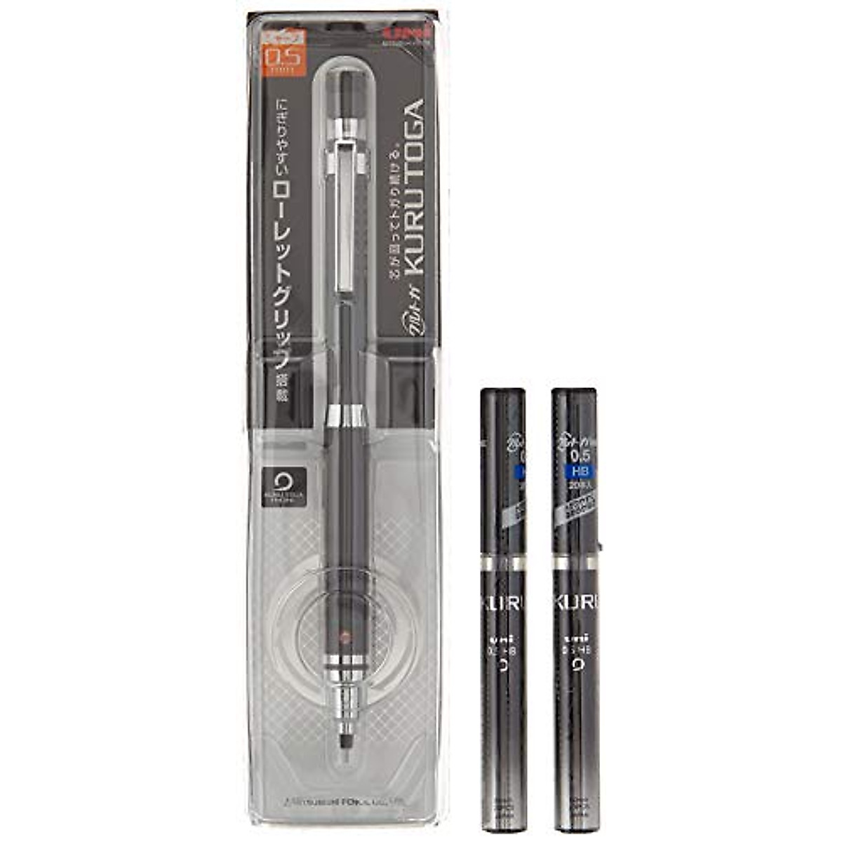 uni Mechanical Pencil Kuru Toga Roulette Model 0.5mm Gun Metallic (M510171P.43) + Lead 2 Set (Pencil : Lead : U05203HB.24)