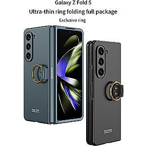 TECHY for Galaxy Z Fold 5 Case with Ring Ultra Thin Matte PC Protective Cover for Samsung Galaxy Z Fold 5 2023, Grey