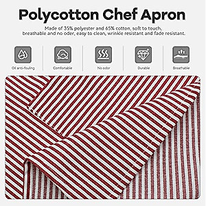 Ayla home 2 Pcs Aprons for Women with Pockets, Adjustable Neck Strap, Polycotton Chef Aprons for Men, for Kitchen Cooking Restaurant BBQ Painting Crafting (Blue/Pink Pinstripes)