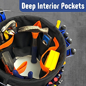 Muel Bucket Tool Organizer - 53 Pocket Bucket Caddy For 5 Gallon Buckets - Durable And Waterproof Bag