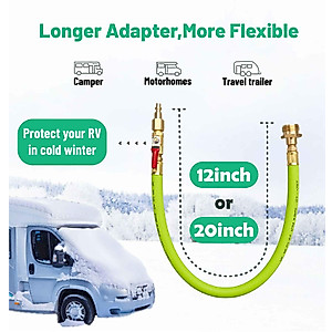 Minimprover Lead -Free Brass 16.9" Winterize Sprinkler System RV Motorhome Boat Camper and Travel Trailer: Air Comp Quick-Connect Plug To 3/4" Garden Hose Faucet Blow Out Adapter Fitting with Valve