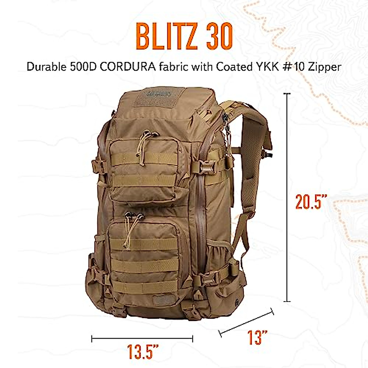 Mystery Ranch Blitz 30 Backpack - Tactical Daypack Molle Hiking Packs, 30L, L/XL,Coyote
