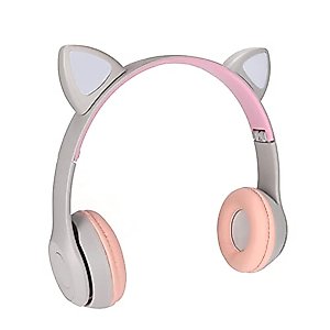 Cat Ear Headphone, RGB Wireless Gaming Headset Noise Cancelling Retractable Portable Bluetooth Headphone with 40mm Speaker for Kids Adults Girls Boys
