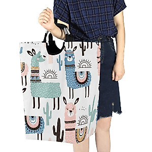 ALAZA Llama Laundry Basket Collapsible, Fabric Laundry Hamper Basket Foldable, Dirty Clothes Hamper Llama