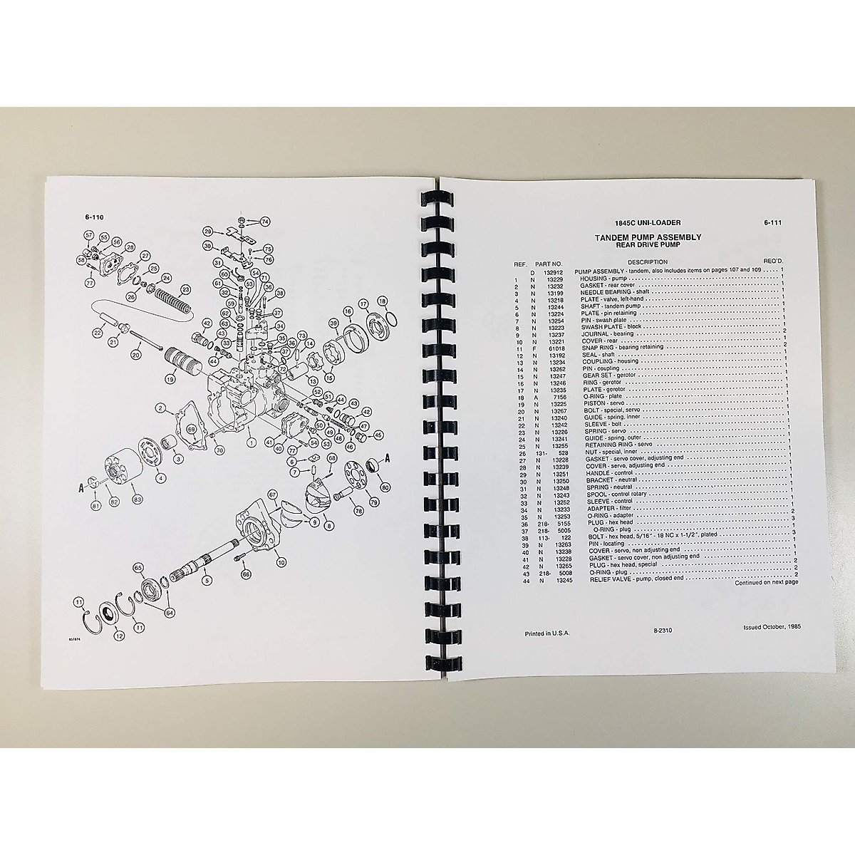 J I Case 1845C Uni Loader Parts Manual Catalog Skid Steer Assembly Exploded View Y