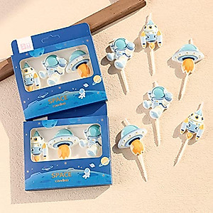 Astronaut Series Candle,Cute Spaceship and Rocket Cake Candle,Theme Baby Kids Children Happy Birthday Candles,Party Supplies,Cake Decoration