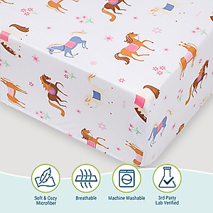 Wildkin Kids Microfiber Twin Sheet Set for Boys and Girls, Bedding Sheet Set Includes Top Sheet, Fitted Sheet, and One Standard Pillow Case (Horses)
