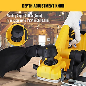 Cordless Handheld Planer Compatible with 20v Battery(Tool Only), Brushless Electric Power Planer, 16000RPM Portable 3-1/4-Inch Wood Planer with Dual-dust out System for Carpenter Home DIY