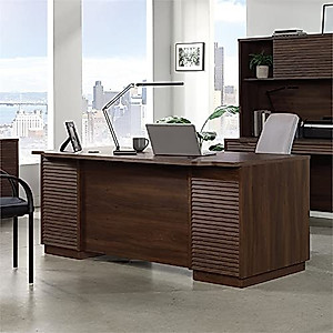 Sauder Palo Alto 72" Wooden Double Pedestal Excutive Desk in Spiced Mahogany