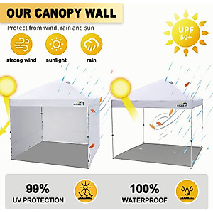 Hisinly Canopy Sidewalls 10 * 10 ft, 3PCS Sunwalls with 210D Oxford Cloth, UV Protection and Waterproof, Suits Pop-up Tent/Instant Canopy/Commercial Canopy, Kahki (Sidewall Only)