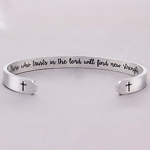 Btysun Christian Bracelets for Women Inspirational Teen Gifts Womens Bracelets Personalized Religious Gifts for Her Inspirational Cuff Bangle Bible Verse Mantra Quotes Engraved Jewelry