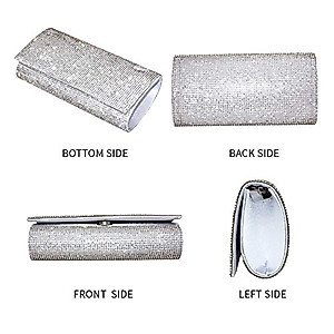 Labair Rhinestone Clutch Purse for Women Sparkly Evening Bag Wedding Formal Prom Handbag,Silver