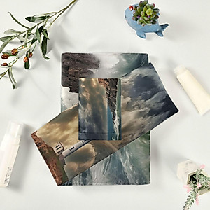 Flradish Lighthouse Towels 3 Pack Bath Towels for Bathroom Set Soft Cotton Highly Absorbent Lightweight & Quickdry Towel Set 1 Bath Towel,1 Hand Towel,1 Washclothe