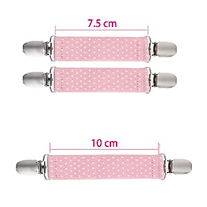 Zkptops 4pcs Winter Elastic Mitten Clips Beanie Caps Hat Clips for Kids Toddlers Babies Adults Children Women Strong Stainless Steel Gloves Clips Bulk for School, Snow and Cold Winter Days, Pink