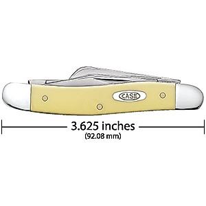 CASE XX WR Pocket Knife Madium Stockman With Synthetic Handle, Carbon Steel CV Blades, Length Closed: 3 5/8 Inches (Yellow Synthetic)