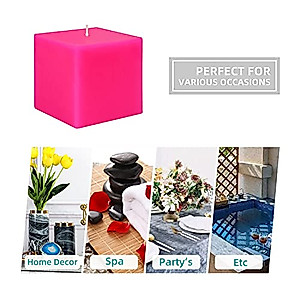 Zest Candle Pillar Candle, 3 by 3-Inch, Hot Pink Square (Pack of 2)
