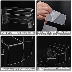 MerryNine 8 Pcs Risers Display Stands, 4-Tier Acrylic Display Stands, Clear Transparent Acrylic Risers For Display Decorative, Buffet, Tabletop Use, Cupcakes, Pop Figures, (Rectangle)