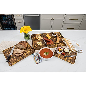 Lipper International 1290 Acacia End Grain Cutting Board with Cut-Out Handles for Cutting or Serving, 15 3/4" x 12" x 1 1/4"