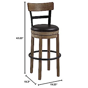 Ball & Cast Swivel Pub Height Barstool 29 Inch Seat Height Light Brown Set of 1