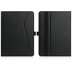 HGWALP Universal Case for 7inch-8inch Tablet,Multi-Viewing Angels PU Leather Stand Folio Case Cover with Handstrap for HD 7" 8" Touchscreen Tablet, with Adjustable Fixing Silicon Band-Black