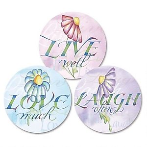 Live, Love, Laugh Envelope Seals - Set of 144 (3 Designs) Self-Adhesive, Flat-Sheet, 1-1/2" Sticker Seals, by Colorful Images