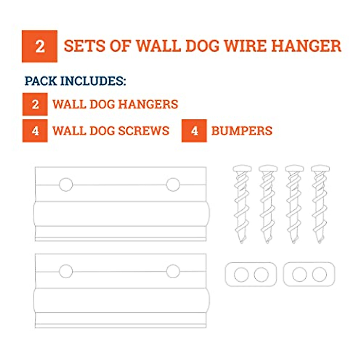 Wall Dog Wire Hanger 100 lbs - 3 inch Safety Hanger for Frames with Hanging Wire - 2 Pack
