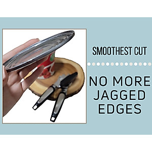 DanDam Manual Can Opener, Tin Cutter Kitchen, No Sharp Edge, Comfortable Soft Handle, Easy to Use Turn Knob, Durable Can Opener, Includes Built in Bottle Opener, Best Can Opener, Black