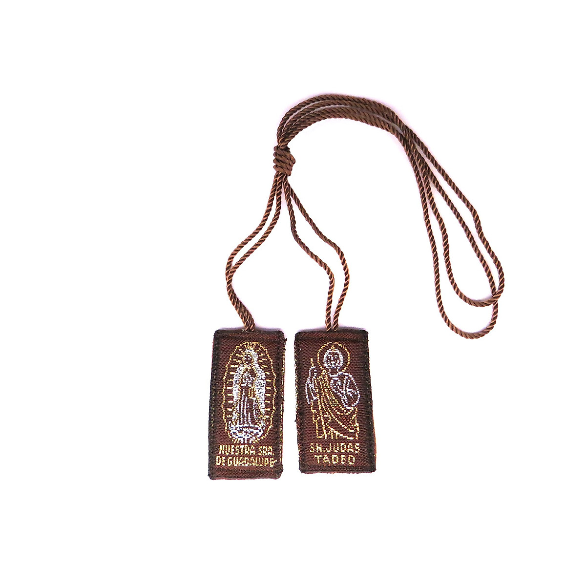 Angelitos de Mexico Scapular Jude The Apostle with Our Lady of Guadalupe (Brown)