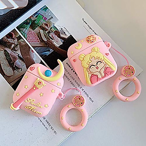 Coralogo Compatible with Airpods 1/2 Cute Case,Cartoon Character Silicone Airpod Designer Skin Kawaii Funny Fun Cool Keychain Ring Design Cover Air pods Cases for Girls Ladies Kids Teens(Magic Wand)