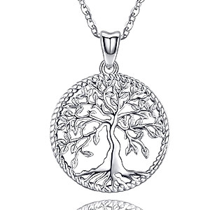 Odinstone Tree of Life Necklace, Sterling Silver Pendant for Women, Best Jewelry Gifts For Mom/Wife/Grandma(With Fine Gift Box)