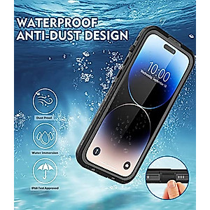 Guirble Design for iPhone 14 Pro Waterproof Case, Shockproof Dustproof Phone Case for iPhone 14 Pro with Screen Protector, Full Body Protective Case for iPhone 14 Pro Cover 6.1'' (Black/Gray)