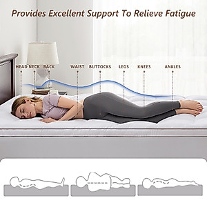 JKMAX Mattress Topper King - Pillow Top Mattress Topper Pad Extra Thick Cover with Deep Pocket - Mattress Topper for Back Pain - Overfilled 3D Snow Down Alternative Plush Mattress Topper (King,White)