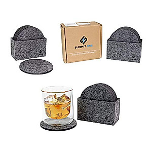 Summit One Premium Coasters for Drinks, Set of 10 (4 x 4 Inch, 5mm Thick) - Bar Accessories for The Home bar Set, Absorbant Coasters, Felt Drink Coasters The Ideal Man cave Accessories
