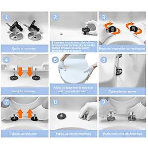 DFEDHF Square Toilet Seat Soft Close Toilet Seat Quick Release for Easy Cleaning, Loo Seat Top Fix Easy Installation with Adjustable Hinges White,03b (03b)